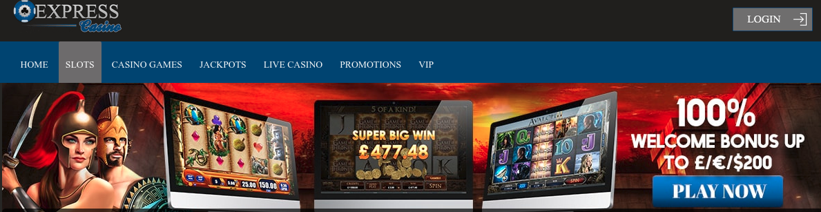 Free Slot Machine | Express Casino | 100% Welcome Bonus up to £200