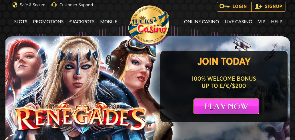 Play Slots Online | Lucks Casino | 100% Welcome Bonus up to £200